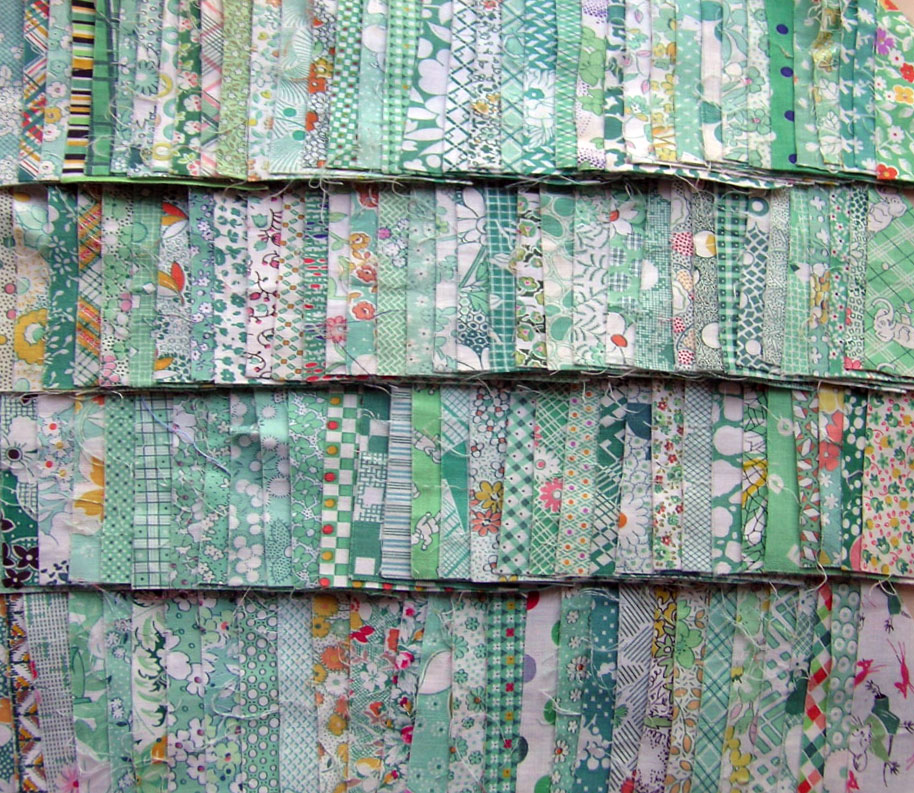 Vintage 30’s Fabric Samples – Greens – Q is For Quilter