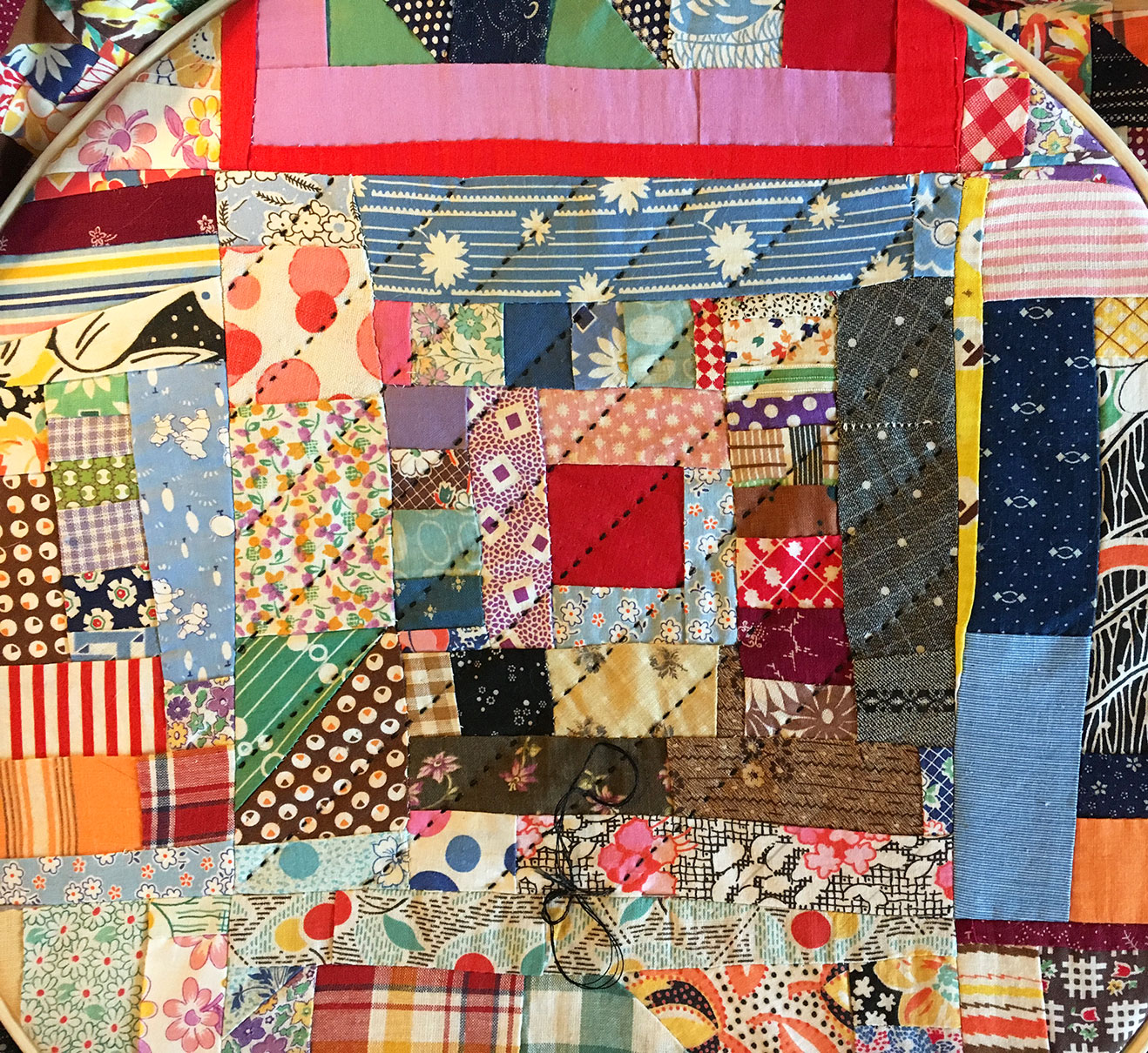 WIP Wednesday — Crazy Courthouse Steps Vintage Quilt Top – Q is For Quilter