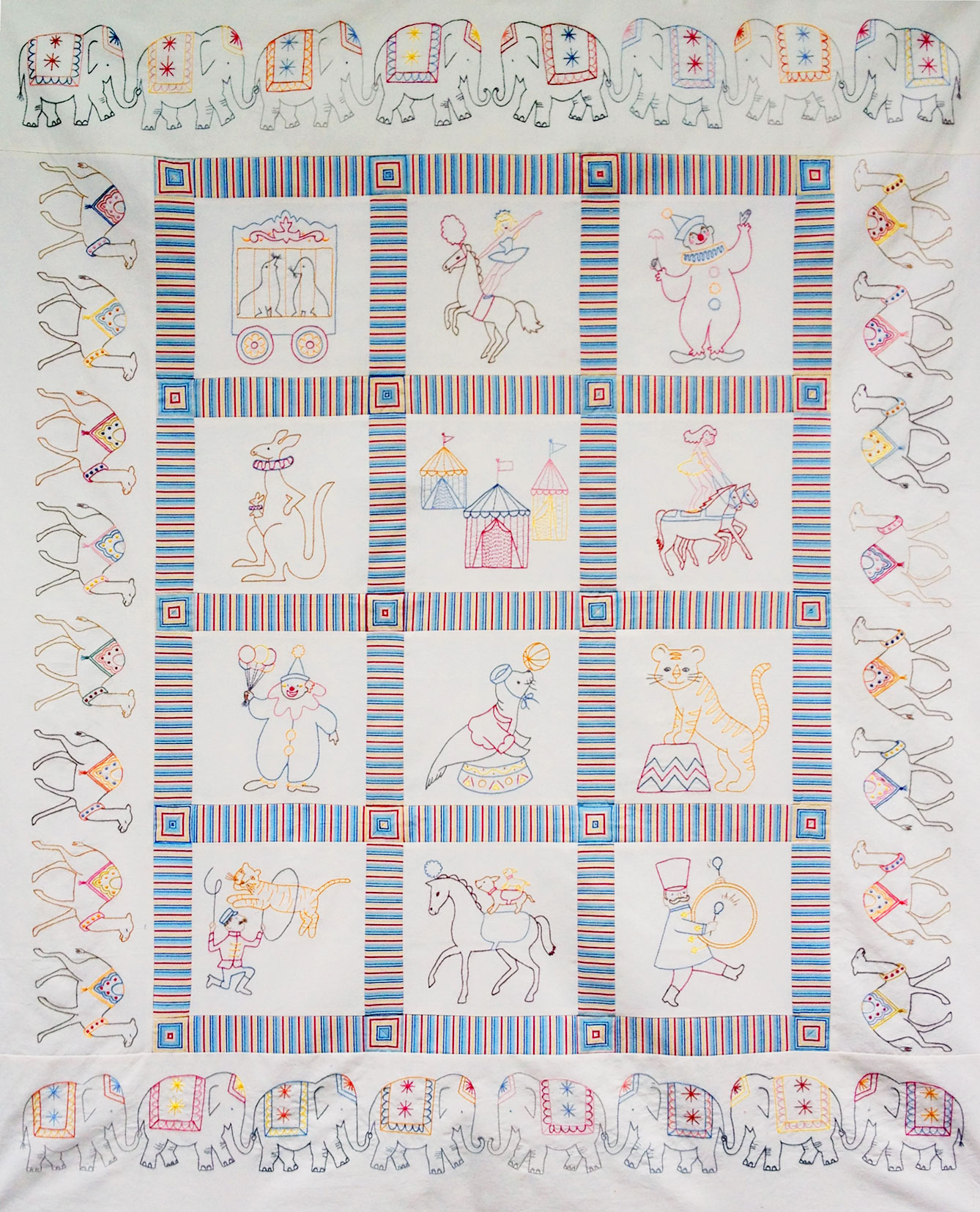 Embroidered Circus Quilt Top – Q is For Quilter