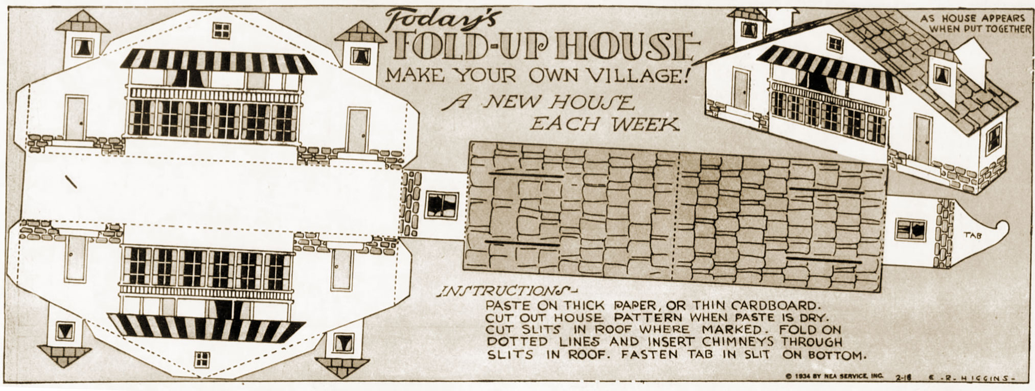 Fold-Up Houses — Make Your Own Village, 1934 – Q is For Quilter